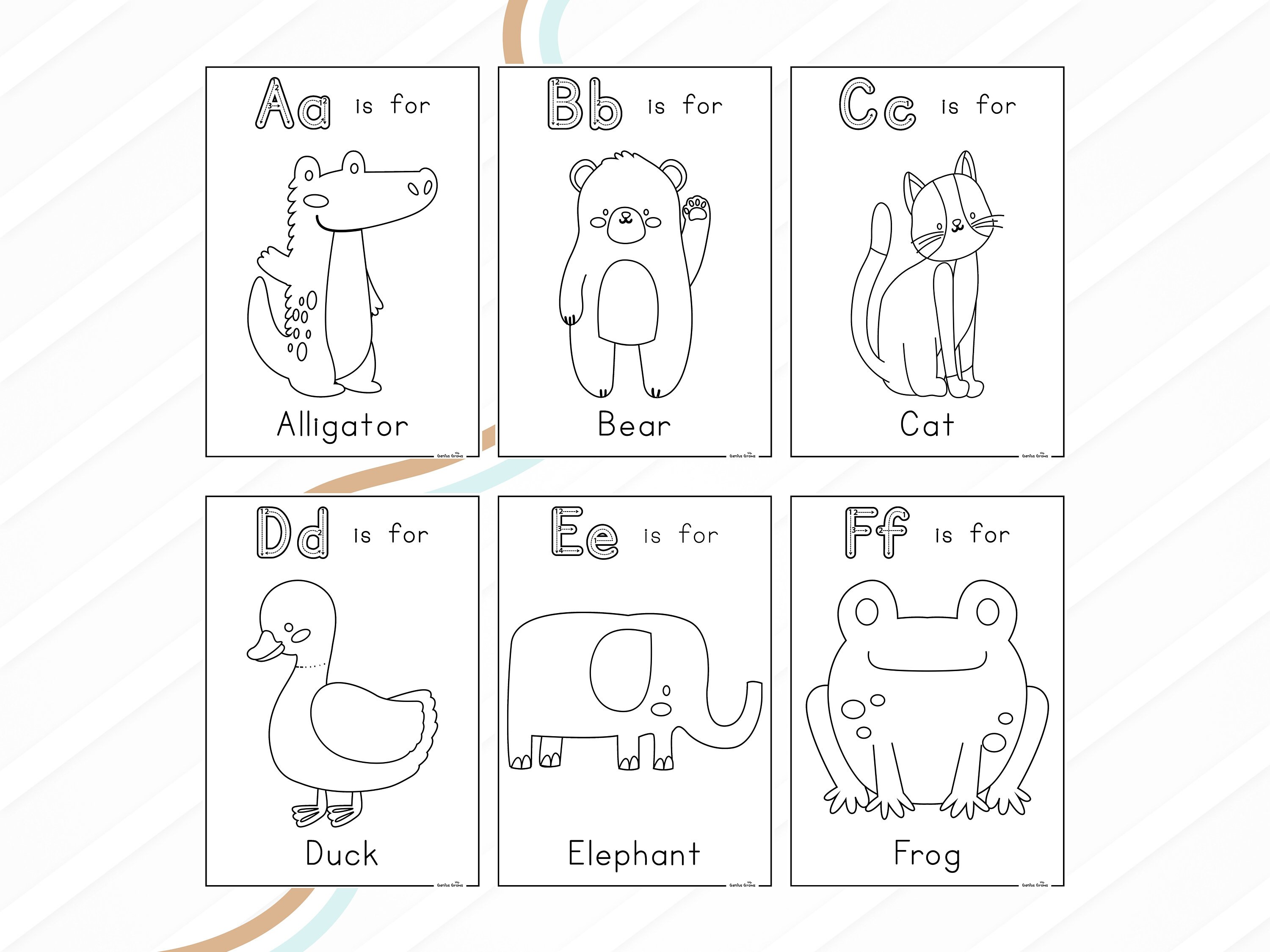 ABC Tracing, Alphabet Tracing, Animal Coloring Book, Printable Coloring ...