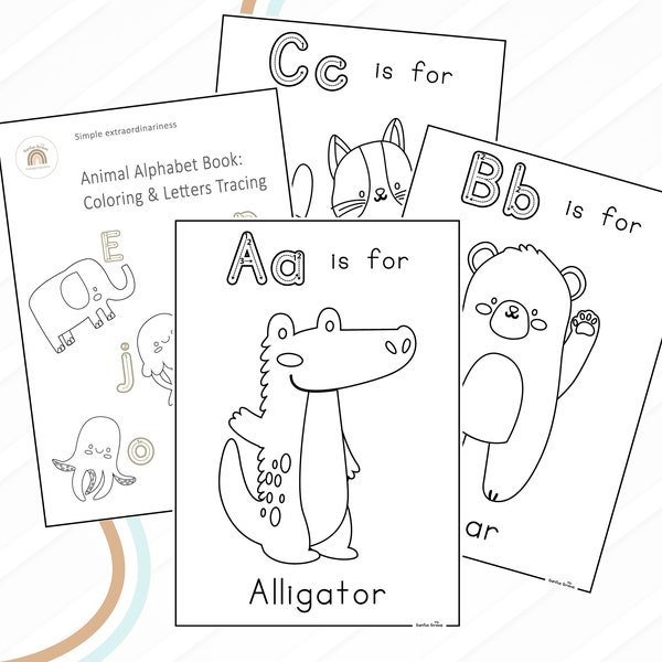 Animal Alphabet Tracing and Coloring Book - Etsy