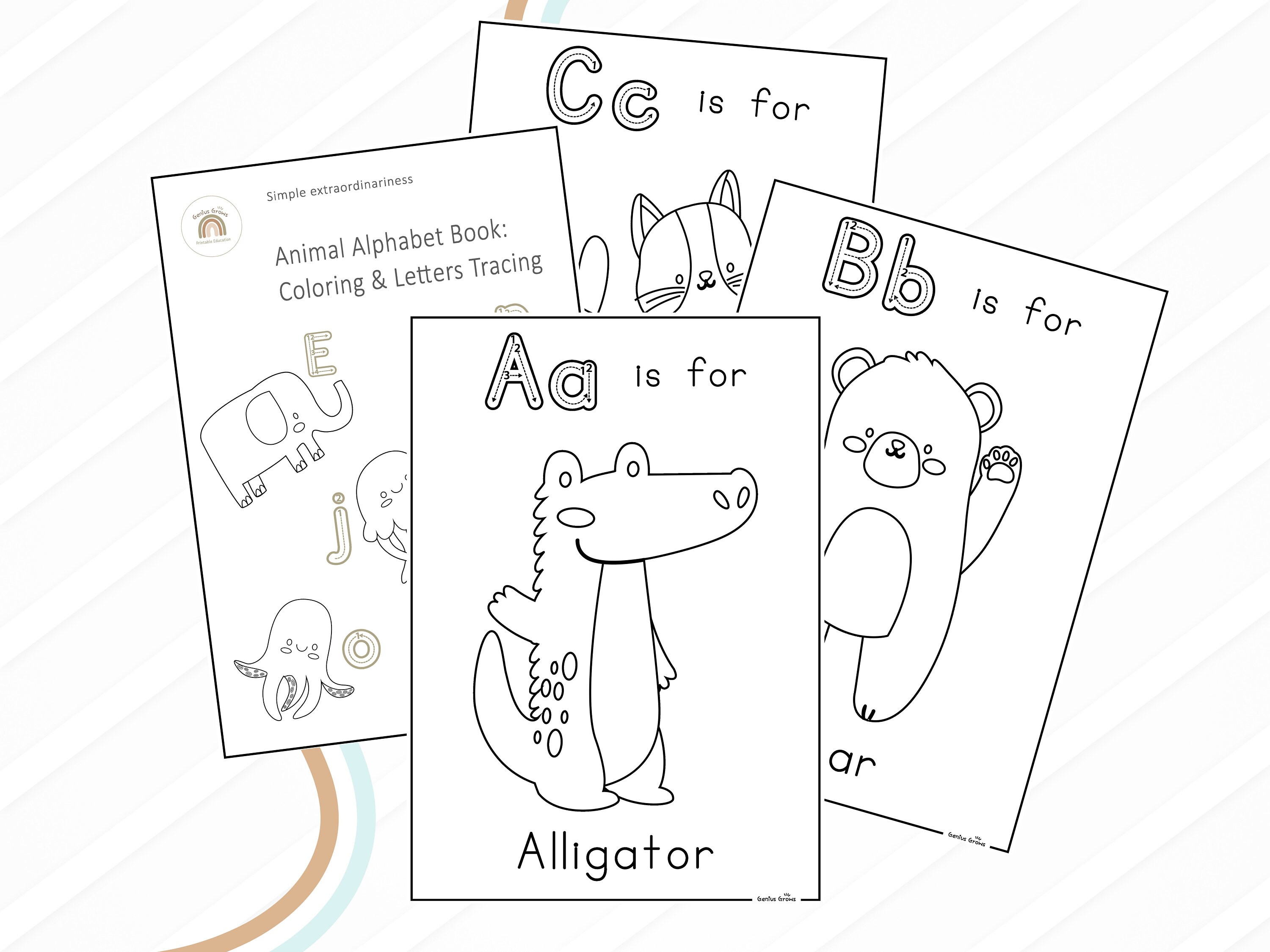 ABC Tracing, Alphabet Tracing, Animal Coloring Book, Printable Coloring ...