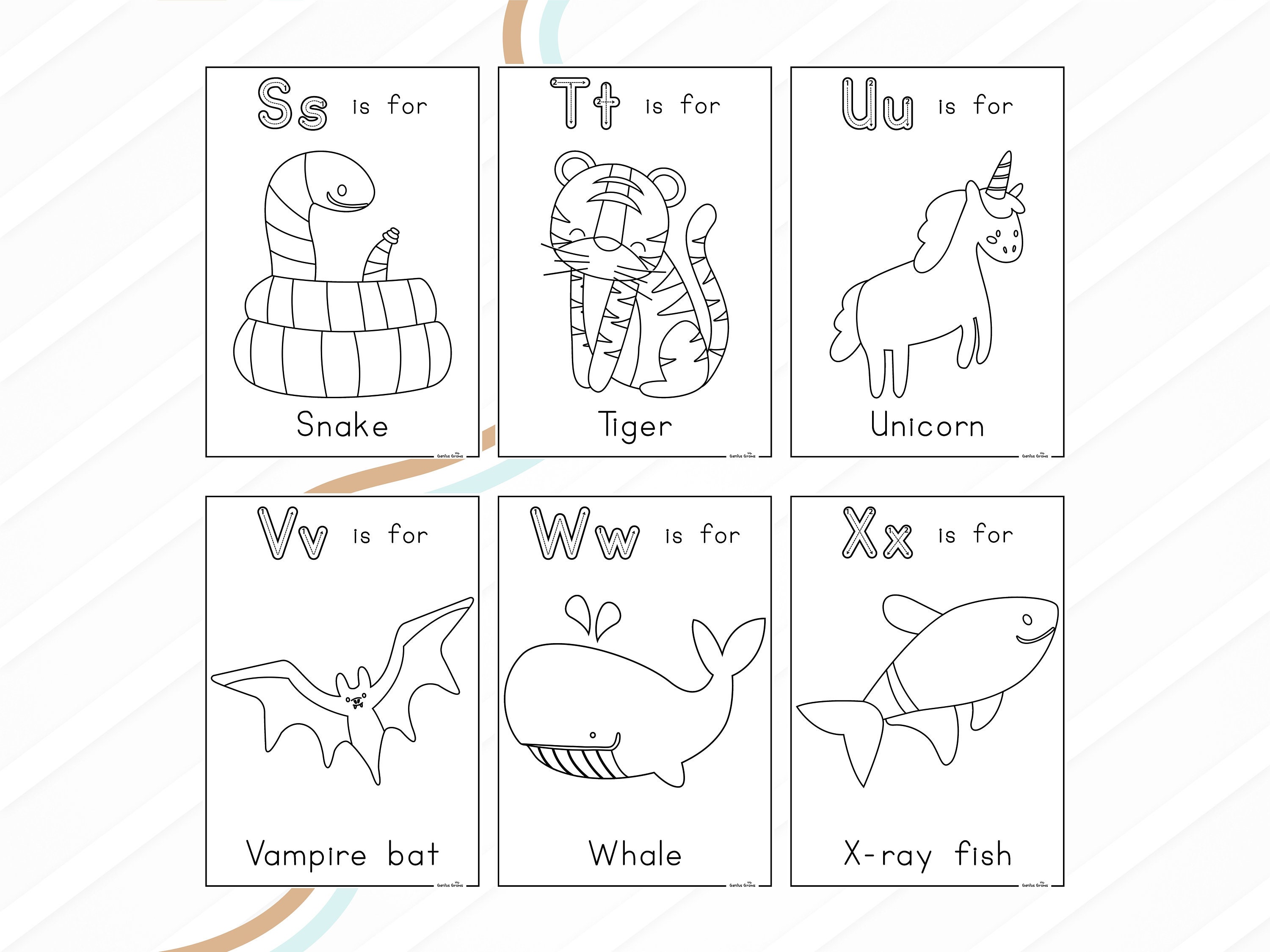 ABC Tracing, Alphabet Tracing, Animal Coloring Book, Printable Coloring ...