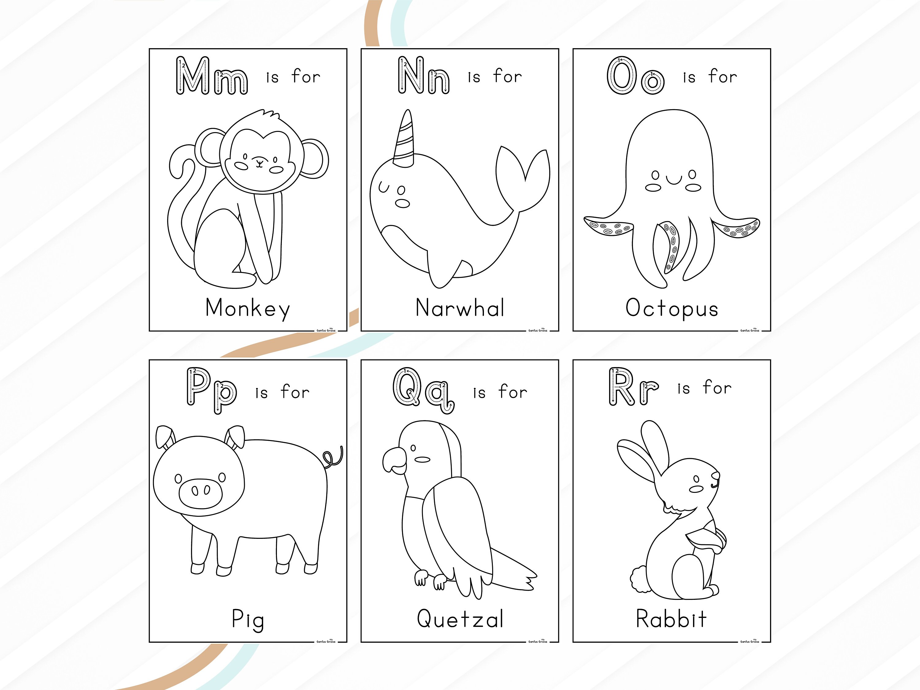 ABC Tracing, Alphabet Tracing, Animal Coloring Book, Printable Coloring ...
