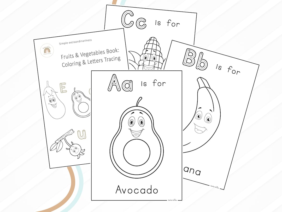 ABC Tracing, Alphabet Tracing, Fruits and Vegetables Coloring Book ...