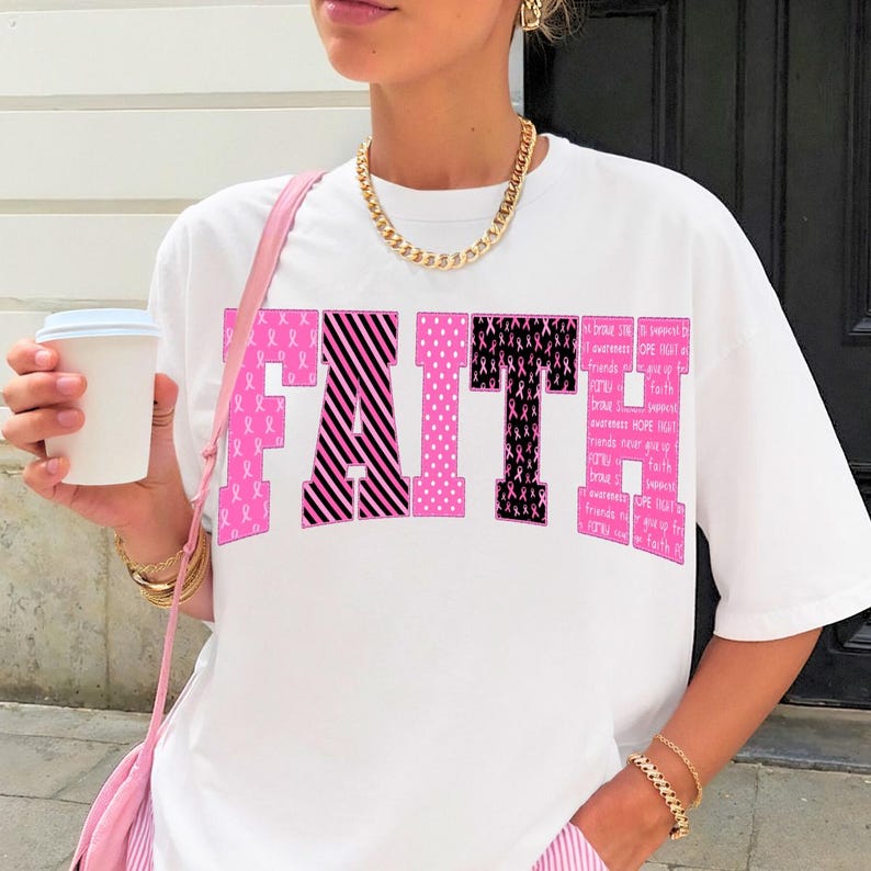 Faith Varsity Png, Faith Over Fear Png, Pink Faux Embroidery Faith ...