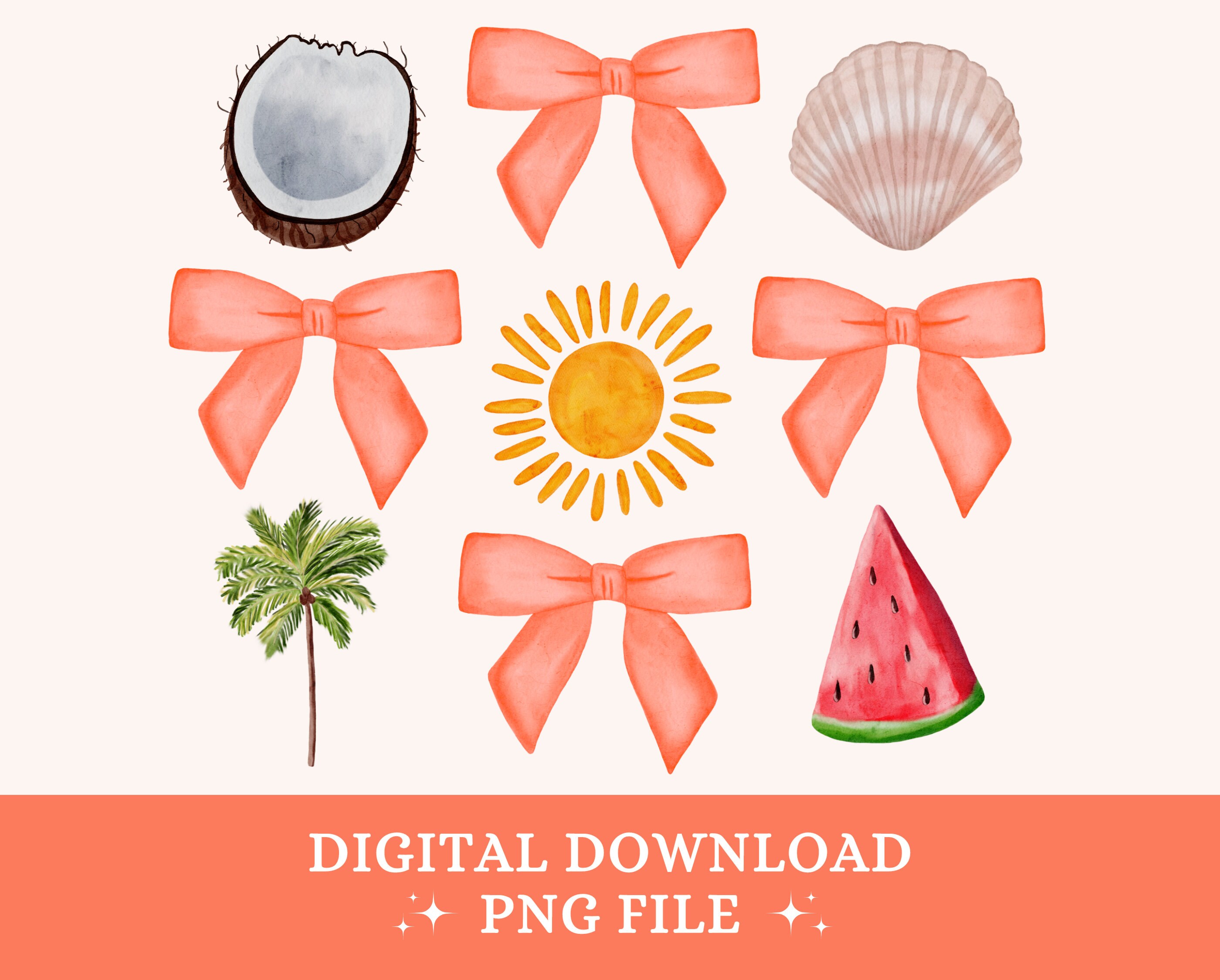 Summer Png, Coquette Png, Bow Png, Tropical Png, Digital Download ...