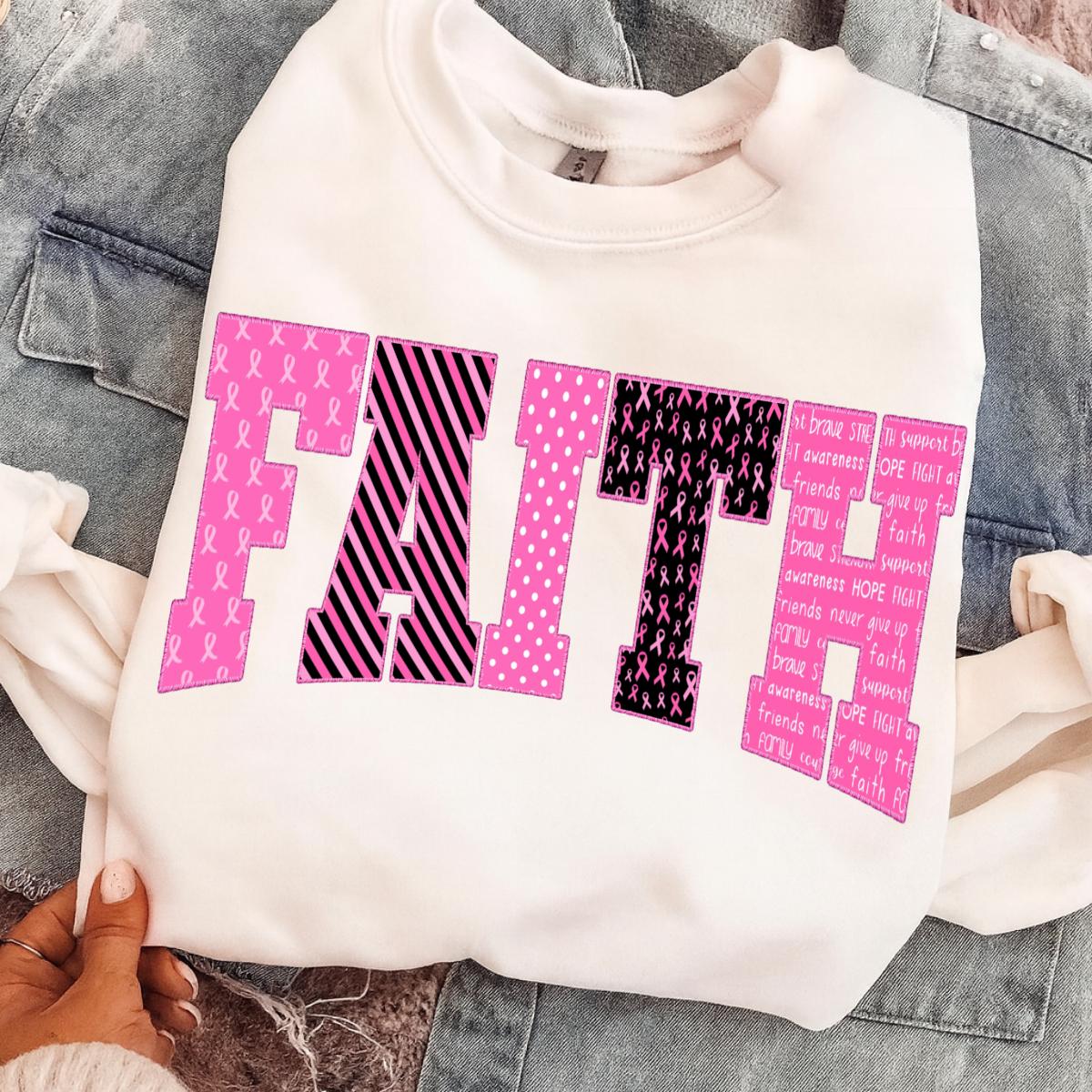 Faith Varsity Png, Faith Over Fear Png, Pink Faux Embroidery Faith ...