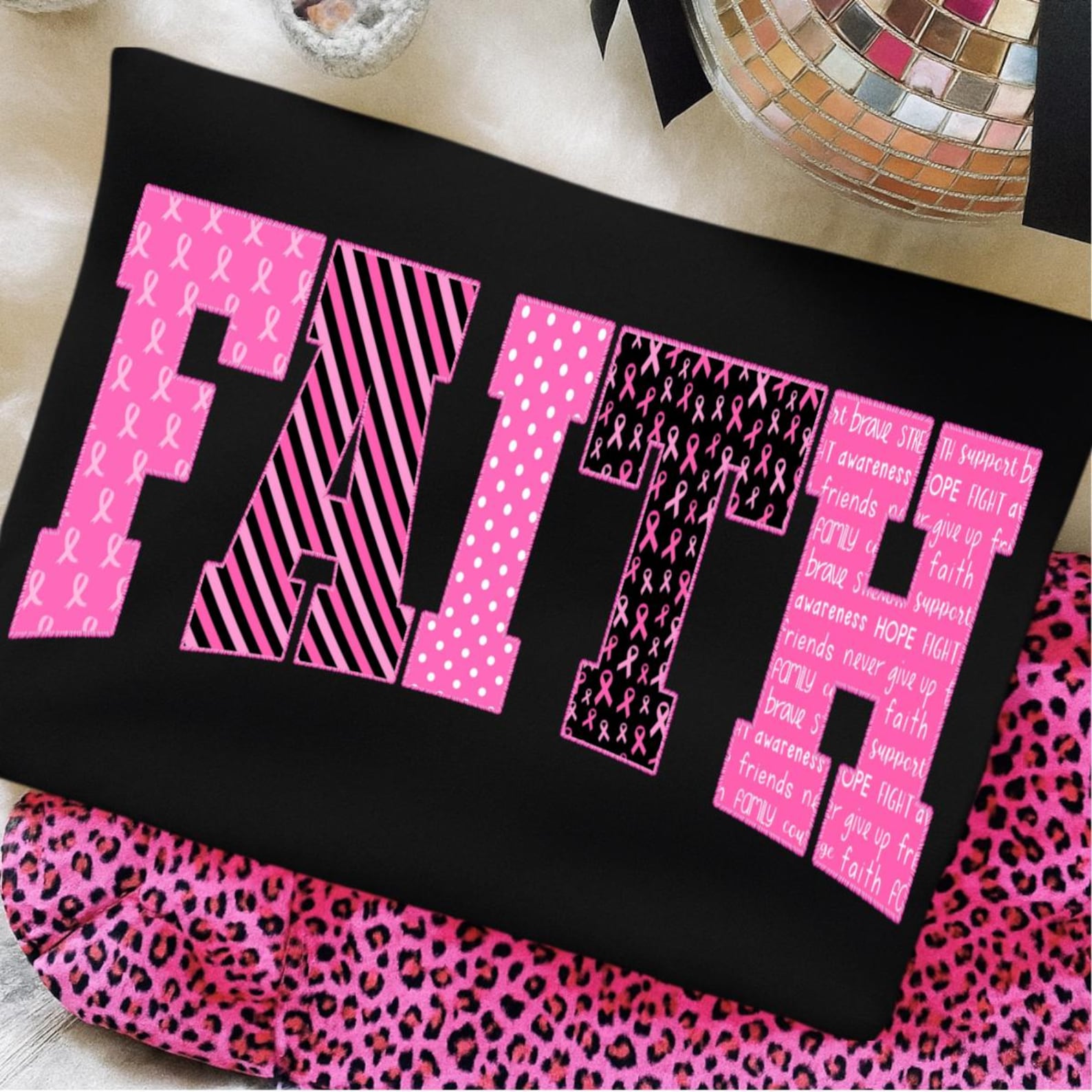 Faith Varsity Png, Faith Over Fear Png, Pink Faux Embroidery Faith ...