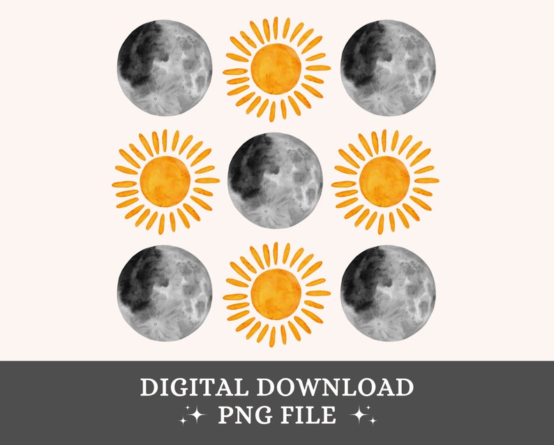 Celestial Png, Moon Png, Sun Png, Watercolor Png, Coquette Png, Moon ...