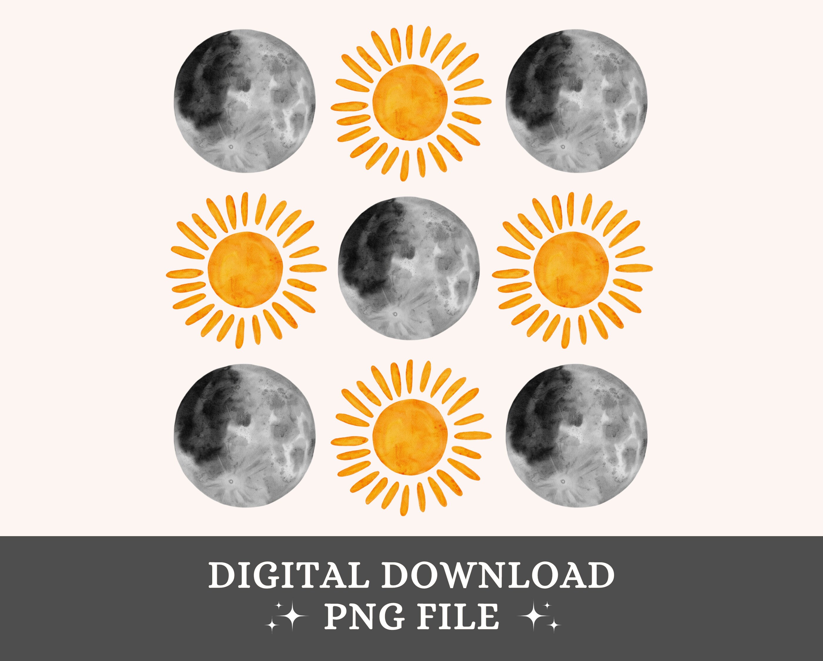 Celestial Png, Moon Png, Sun Png, Watercolor Png, Coquette Png, Moon ...