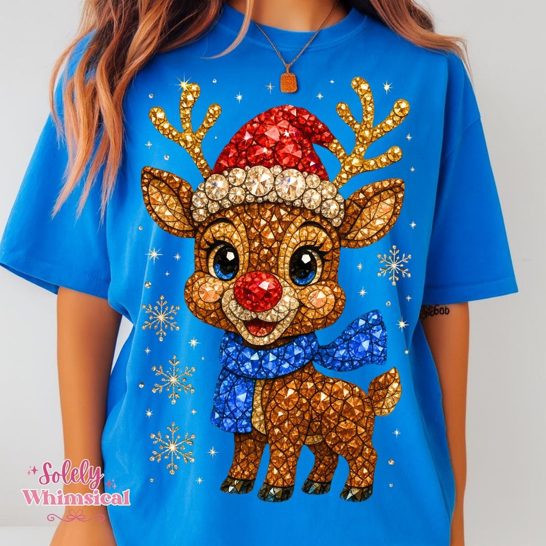 Bling Rhinestone Reindeer Png, Christmas Shirt Sublimation, Holly Jolly ...