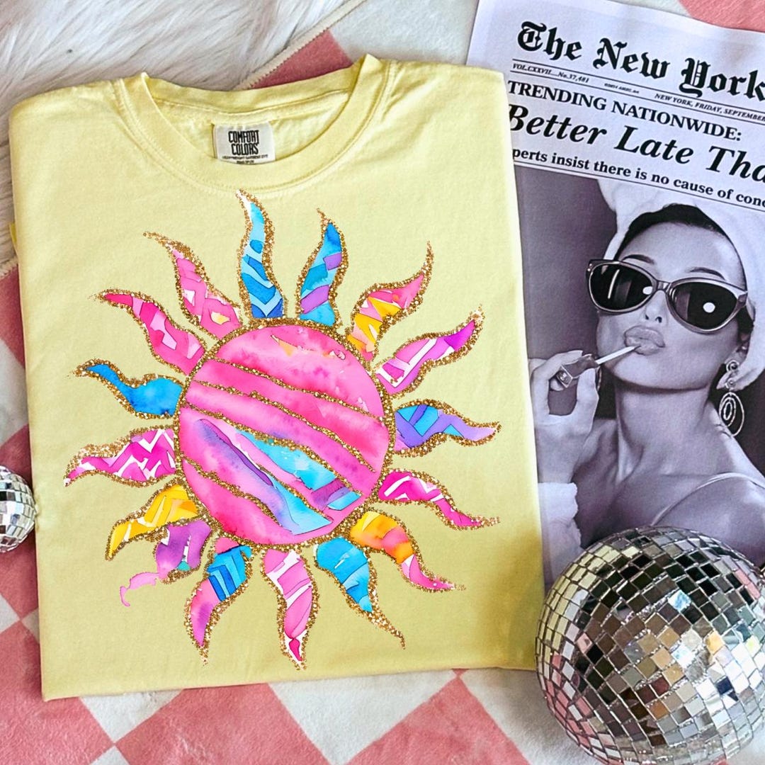 Coquette Colorful Summer Sun Png, Preppy Beach Shirt Design, Coastal ...