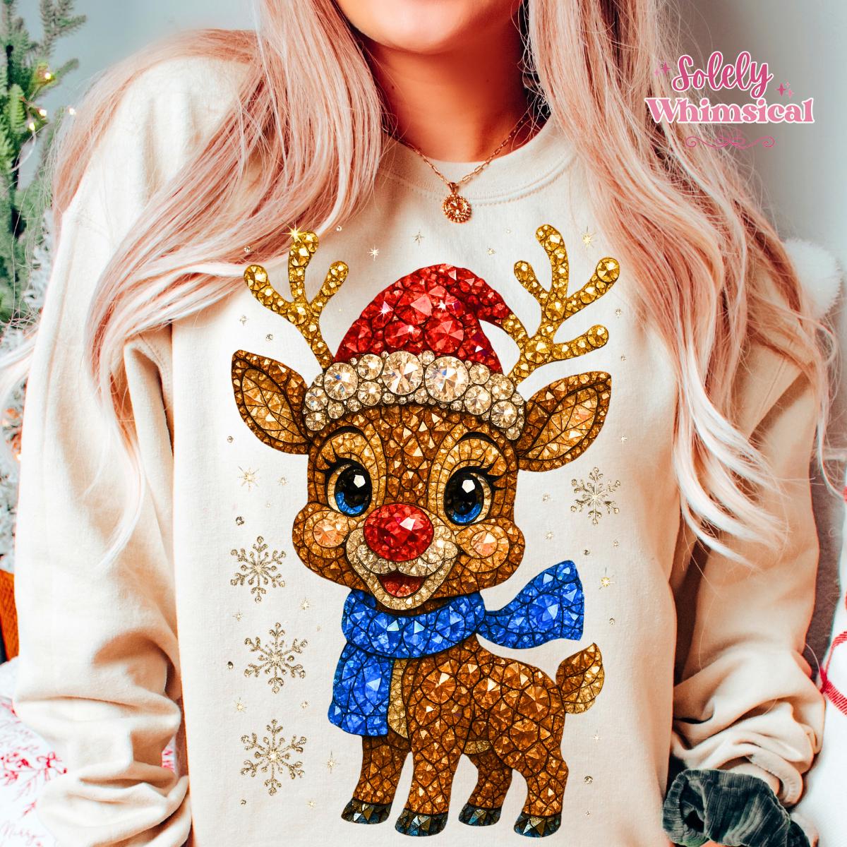 Bling Rhinestone Reindeer Png, Christmas Shirt Sublimation, Holly Jolly ...