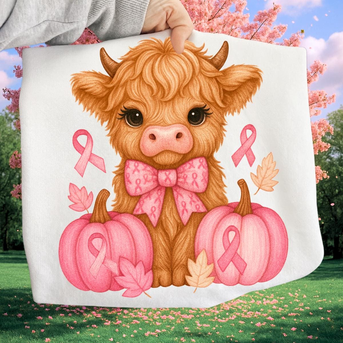 Breast Cancer Highland Cow Png, in October We Wear Pink, Breast Cancer ...