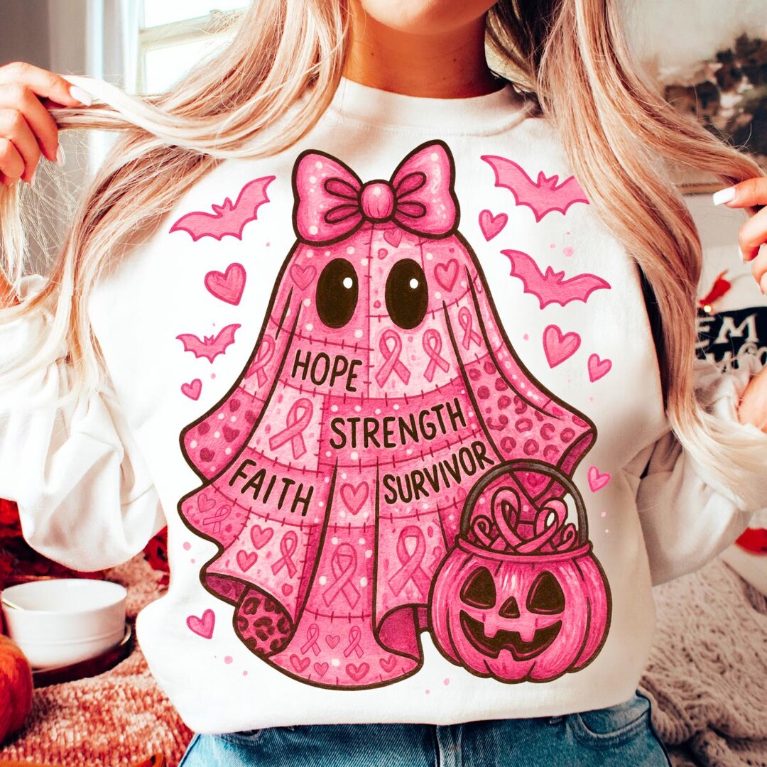 Preppy Patchwork Breast Cancer Ghost Png, Coquette Breast Cancer Bow ...