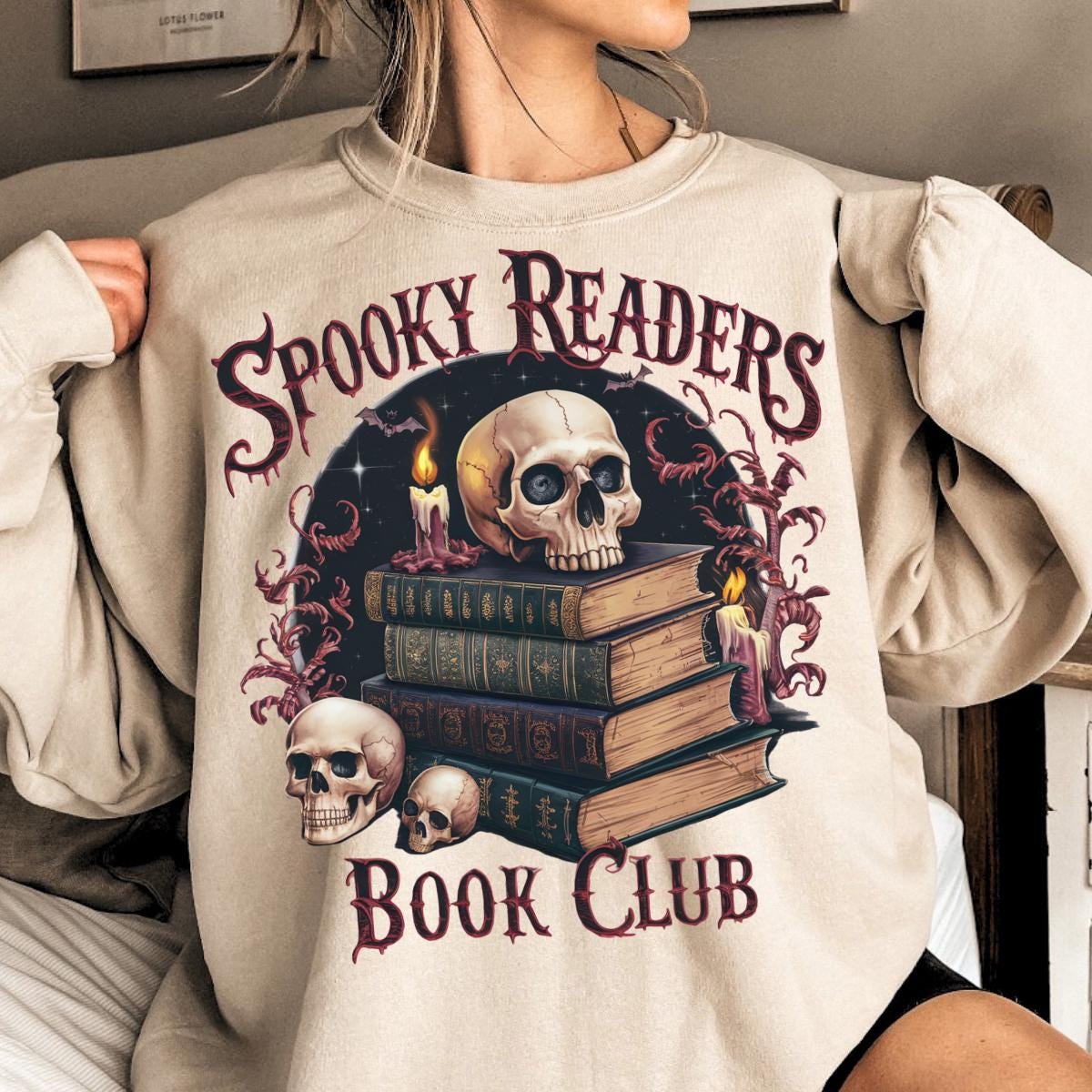 Spooky Readers Book Club Png, Gothic Skull and Books Halloween ...