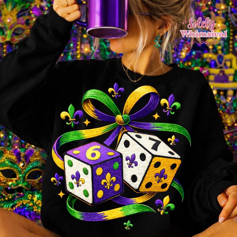 Mardi Gras 67 Png, Rolling Dice, Embroidered Carnival, Fleur De Lis Png ...
