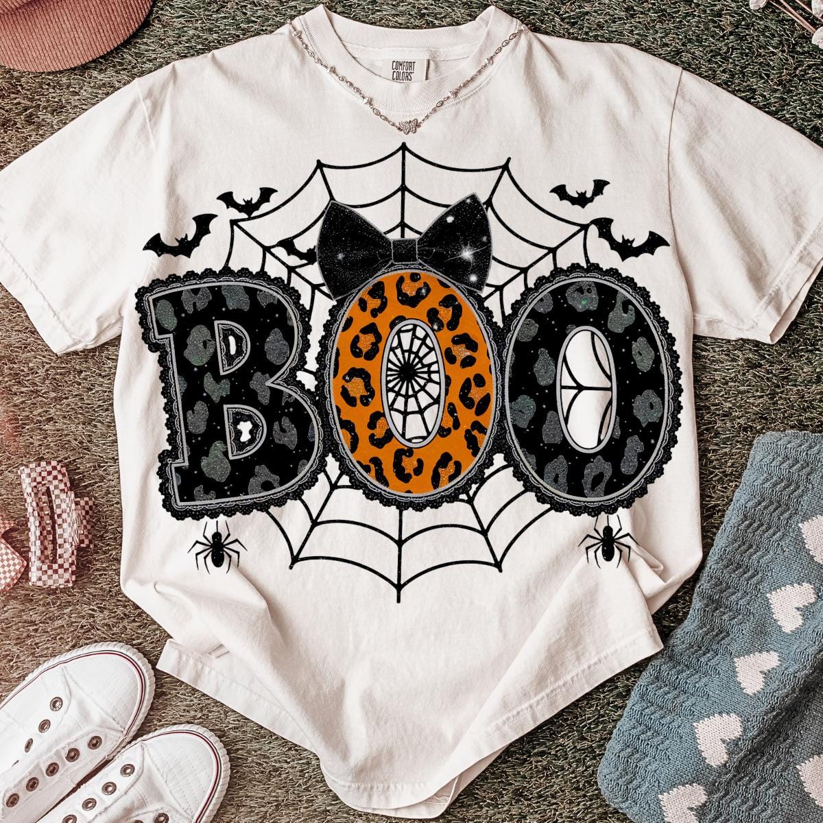 Leopard Lace Boo Ghost Png, Retro Girly Halloween Png, Spooky Season ...