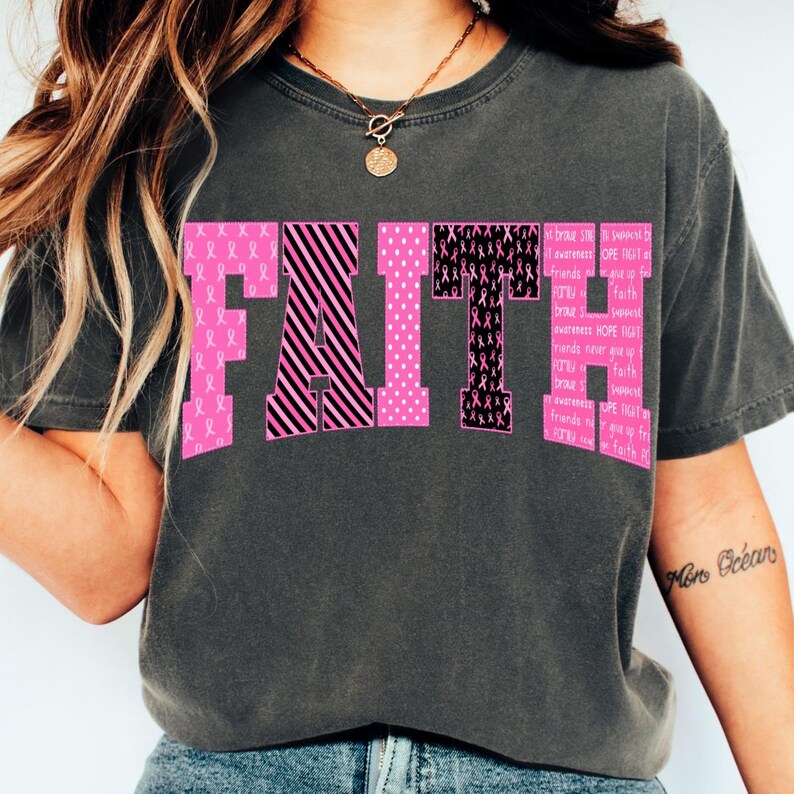 Faith Varsity Png, Faith Over Fear Png, Pink Faux Embroidery Faith ...