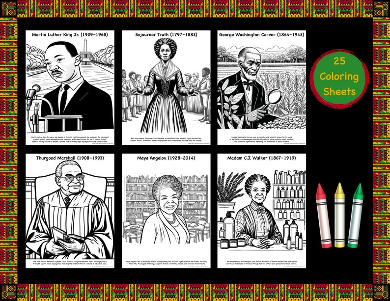 Printable Coloring Sheets Celebrating Black History - Downloadable ...