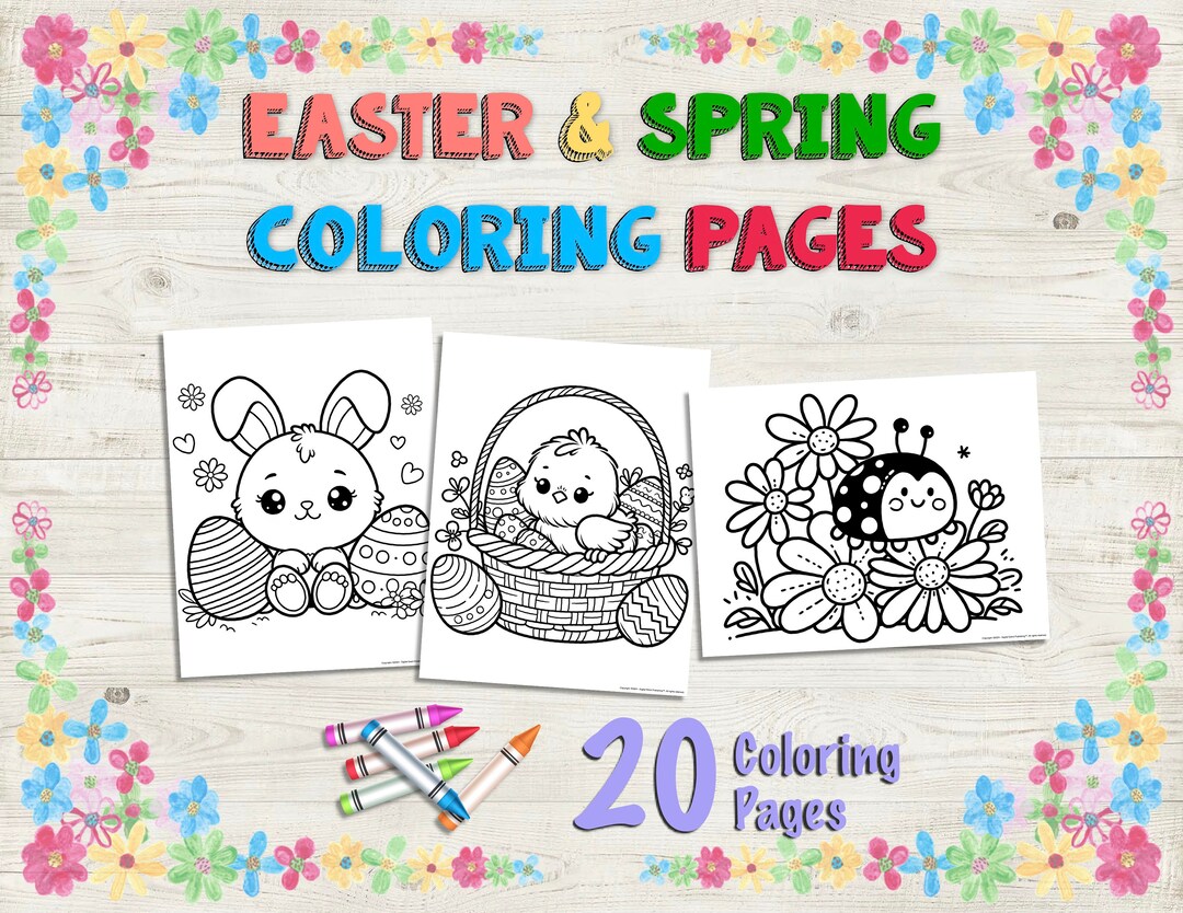 Spring Easter Coloring Sheets Pages for Kids Printable PDF Digital ...