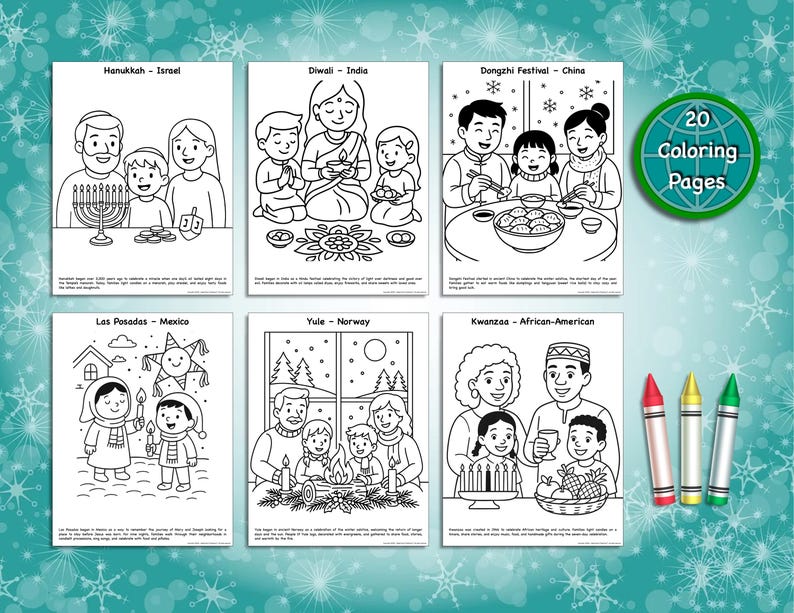 Printable Coloring Sheets Celebrating Winter Holidays From Around the ...