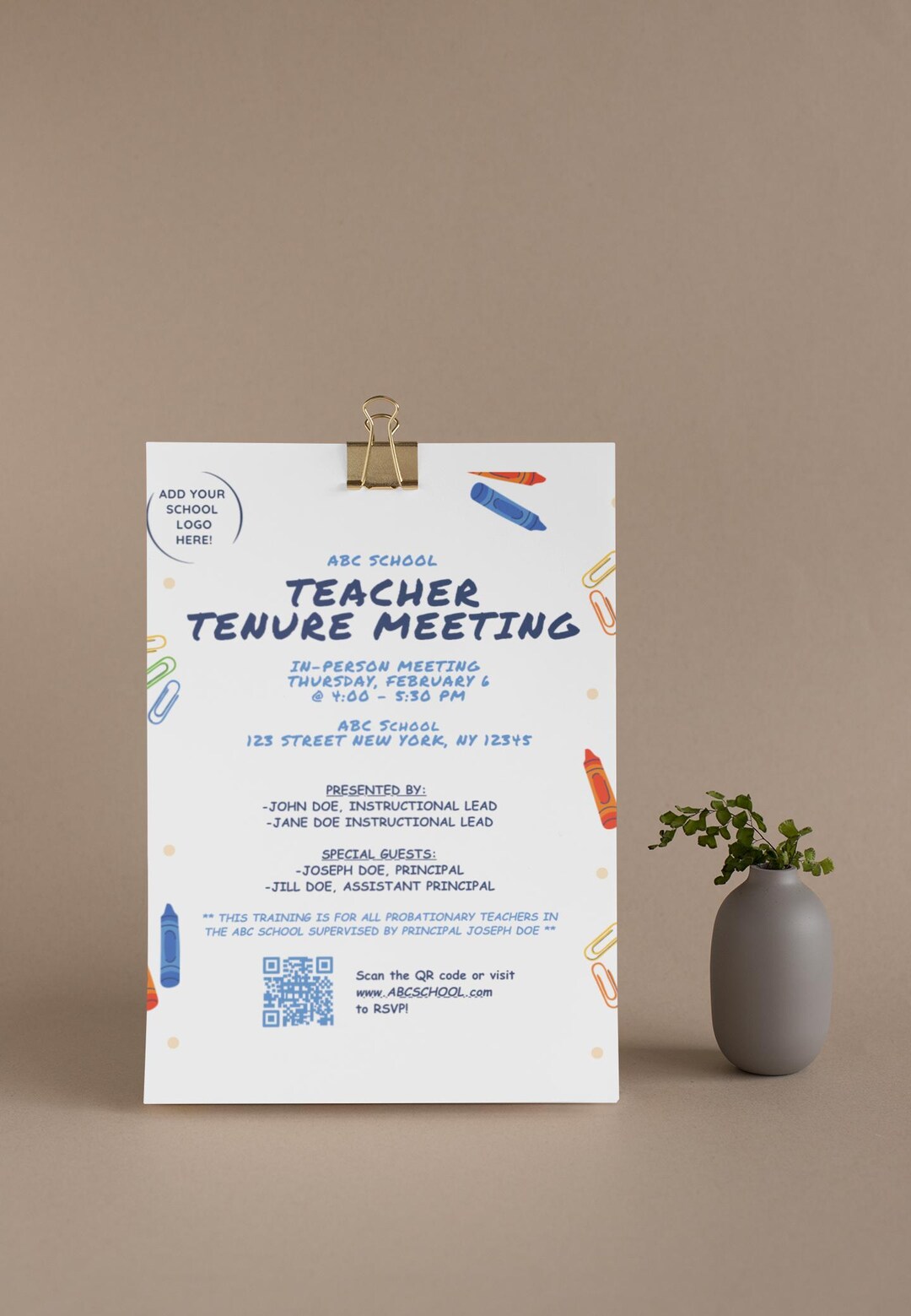 Editable Teacher Tenure Meeting Flyer Template (digital Download) - Etsy