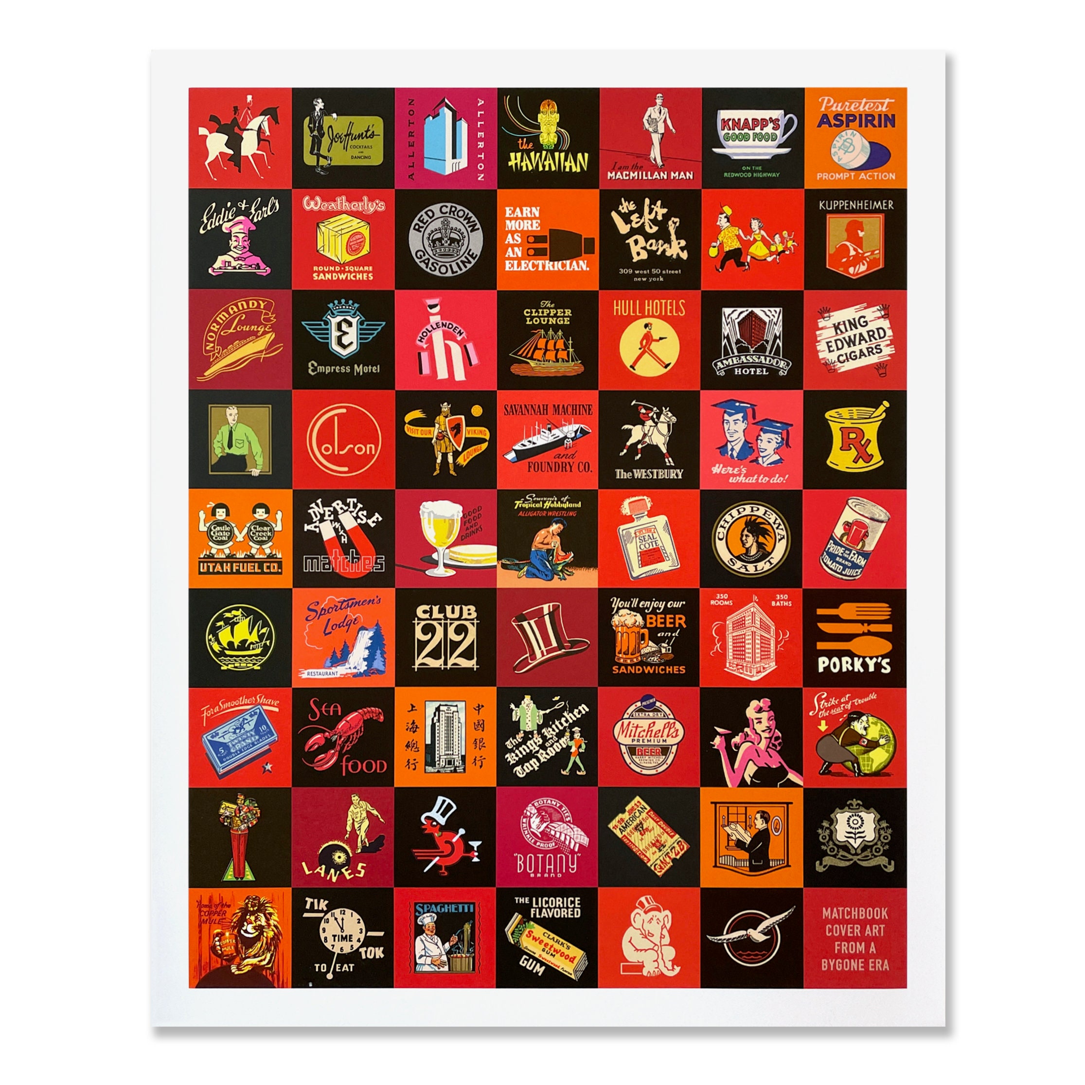 Matchbook Covers Print From the 30s Through the 60s - Reds and Blacks ...