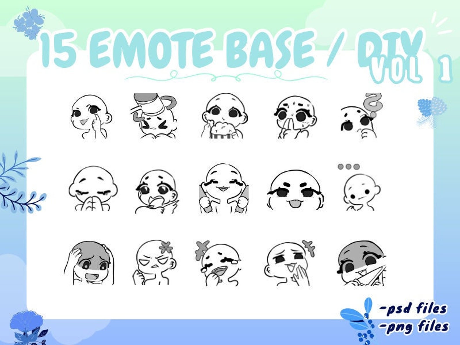 15 Diy Pack Template Emote Chibi Twitch Youtube Discord Customize