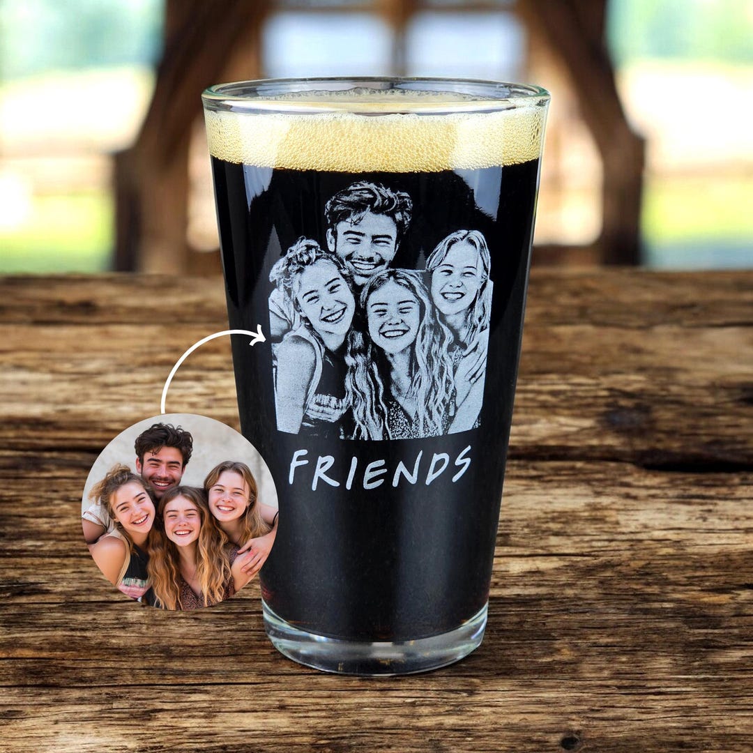 Custom Pint Glass With Photo Engraving - Personalized Photo Beer Glass ...