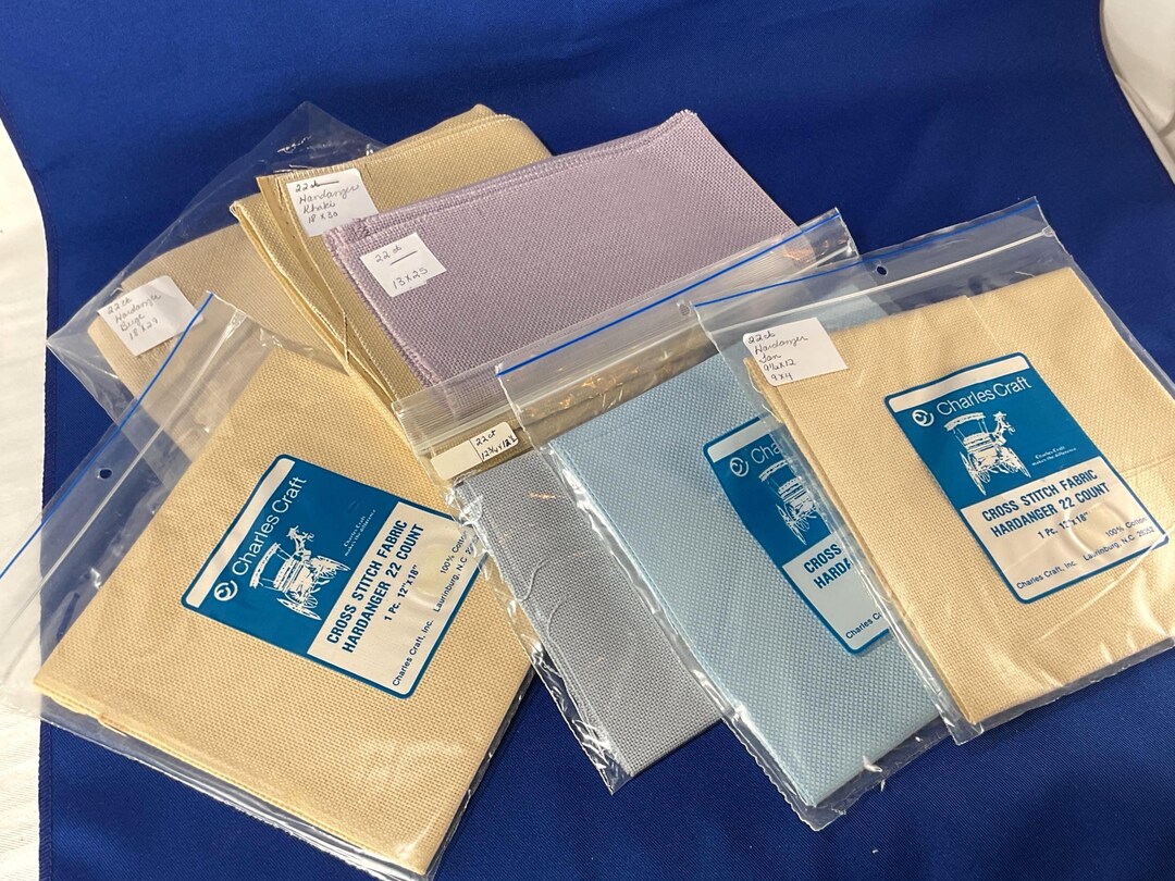 22 Ct AIDA Cross Stitch Cloth Fabric Textile Lot Asst Colors Supplies ...