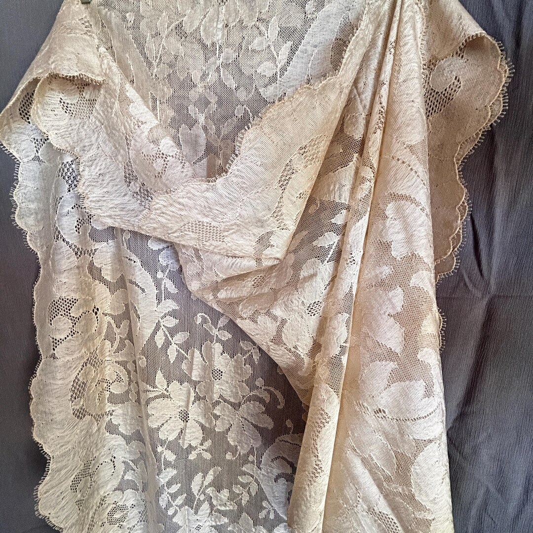 Vintage Quaker Lace Type Table Runner Ivory Scallop Pico Edge 100l X 23 ...
