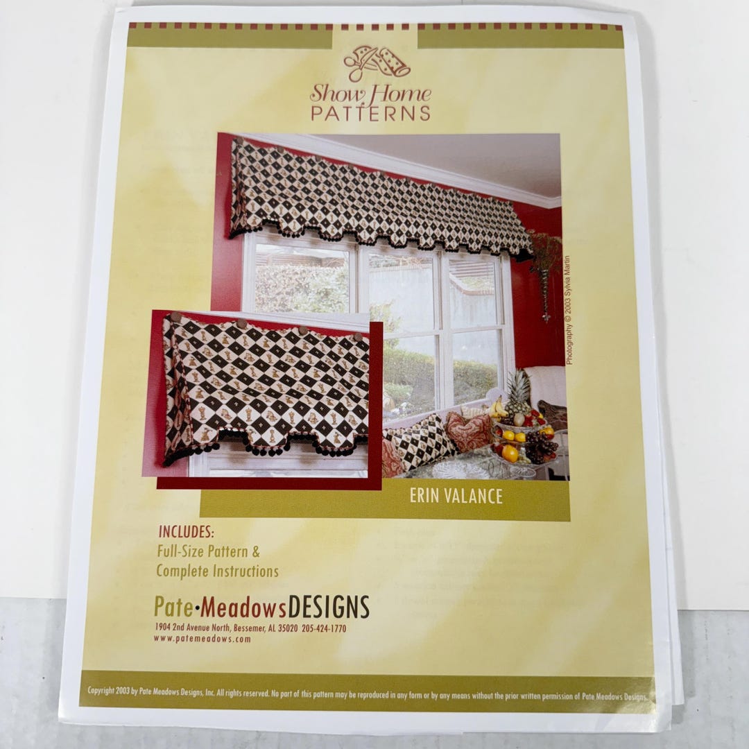 Valance Cornice Pattern Decorator Pate Meadows Designs Drapery Guide ...