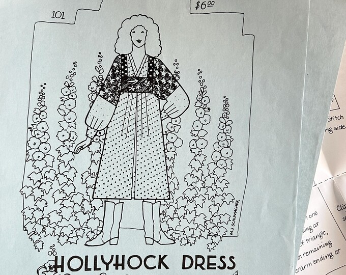 Vtg 1982 Uncut Dress Pattern Sew Natural Hollyhock Retro Peasant Boho ...