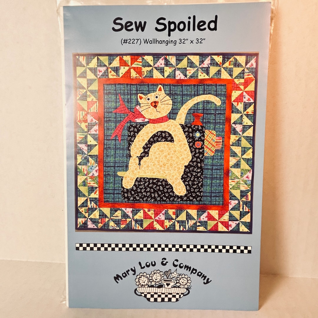 Pattern for Wallhanging Quilt Kitty Cat in Sewing Machine Patchwork ...