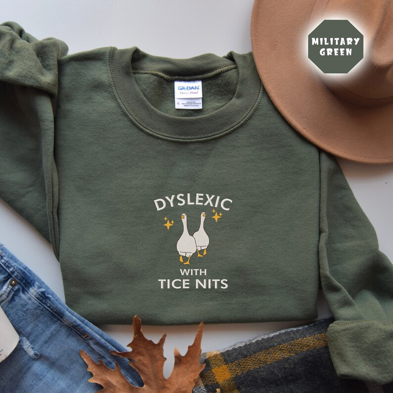 Embroidered Dyslexic With Tice Nits T-shirt, Funny Dyslexia Shirt ...