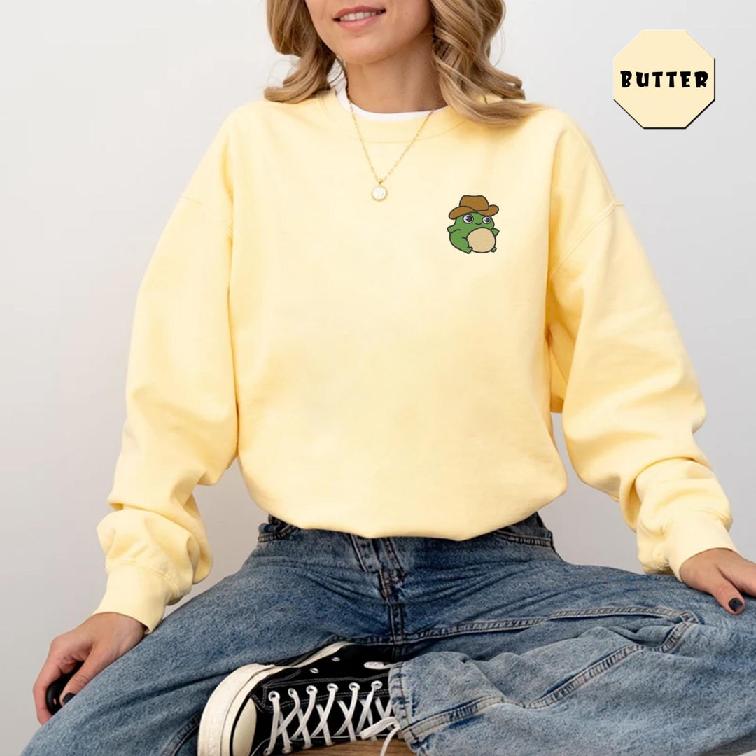 Embroidered Baby Frog Cowboy Sweater, Frog Cowboy Baby Sweater, Cute ...
