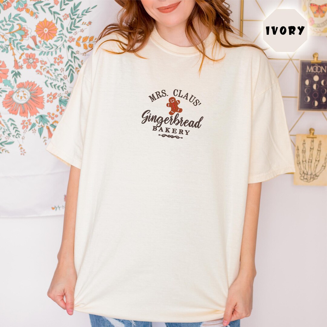 Embroidered Mrs. Claus Gingerbread Bakery Shirt, Cute Gingerbread ...