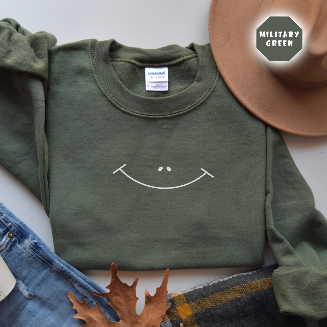 Embroidered Happy Face Sweater, Smile Sweater, Retro Happy Face Sweater ...