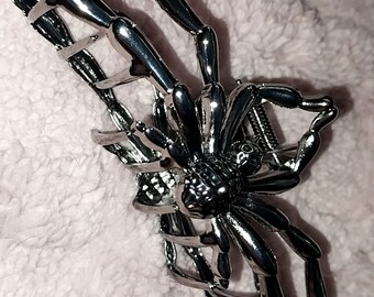 Silver Spider Web Claw Clip Metal Claw Clip Unique Hair Accessory Thick ...