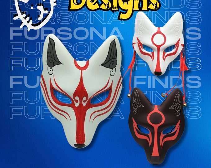 Custom Kitsune Japanese Style Fox Mask, Fursuit Mask, Fursona, Furry ...