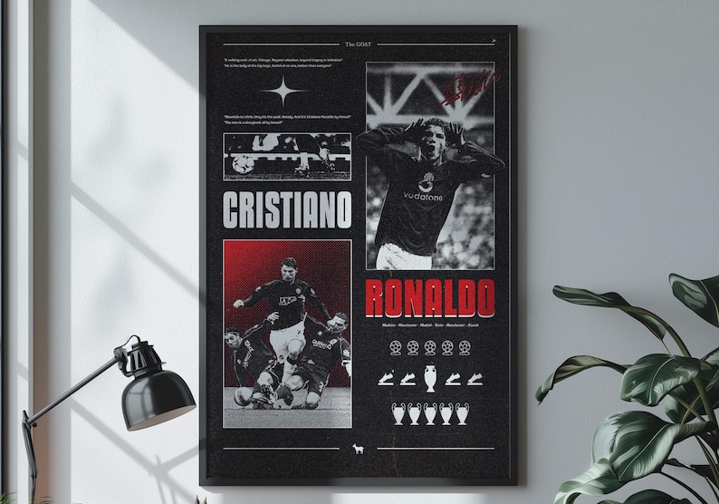 Vintage Cristiano Ronaldo Poster, Instant Download, Manchester United ...