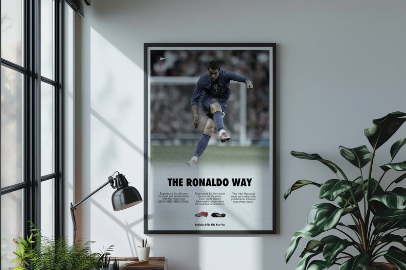 Cristiano Ronaldo Retro Nike Poster, INSTANT DOWNLOAD, Wall Decor, Gift ...