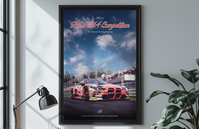 BMW M4 Poster, INSTANT DOWNLOAD, Gift for Car Lovers, Wall Decor - Etsy