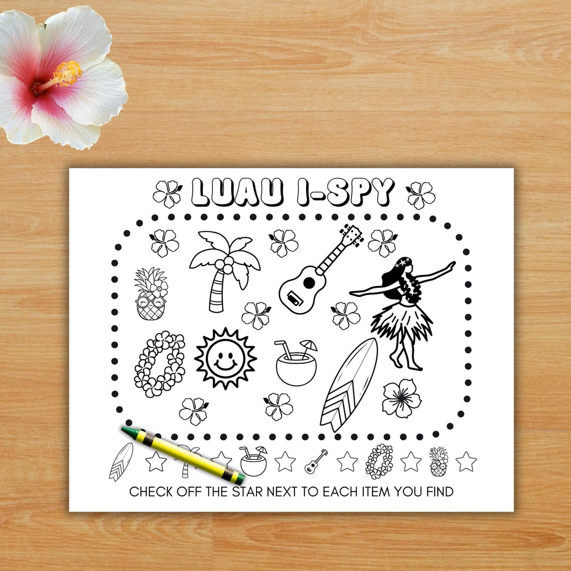 Luau Coloring Page: Summer Party Activity Sheet (digital Download) - Etsy