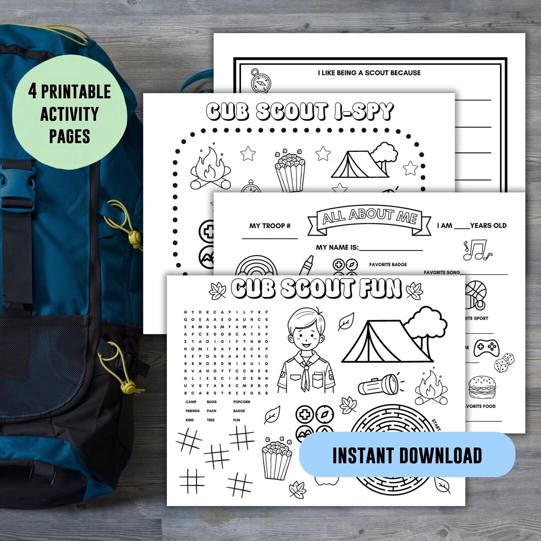 Cub Scout Activity Coloring Page, Troop Building Game, Den Pack Digital ...