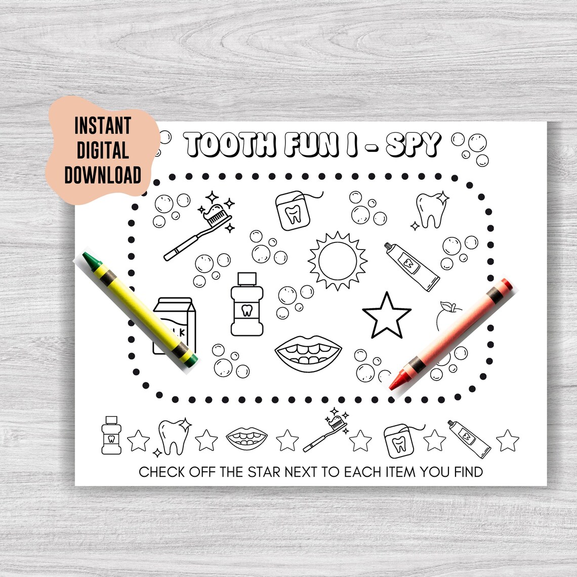2 Easy Dentist Office Kids Coloring Sheet, Digital Download Waiting ...
