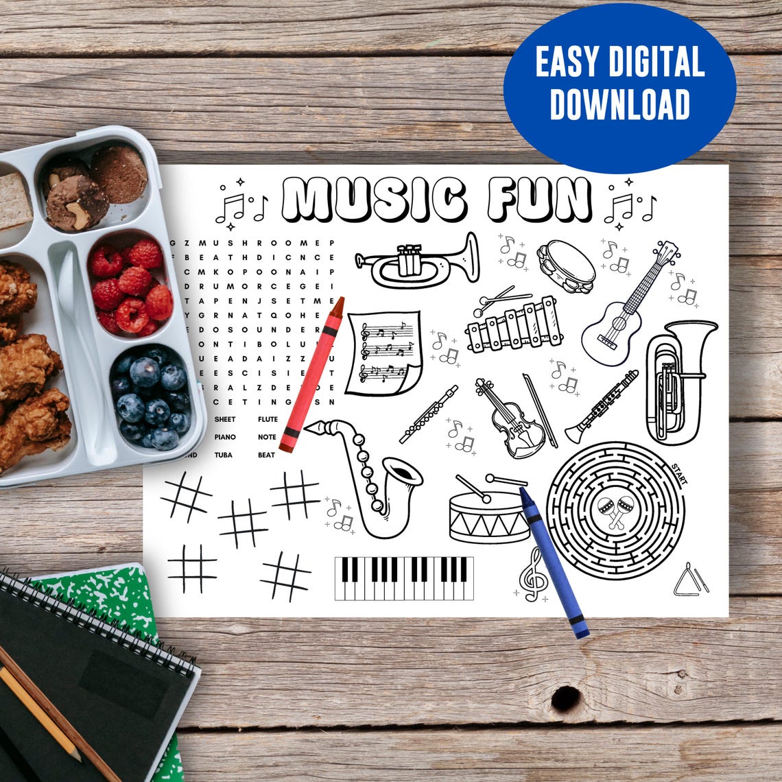 Music Class Activity Coloring Page, Kids Band Teacher Sheet, Printable ...