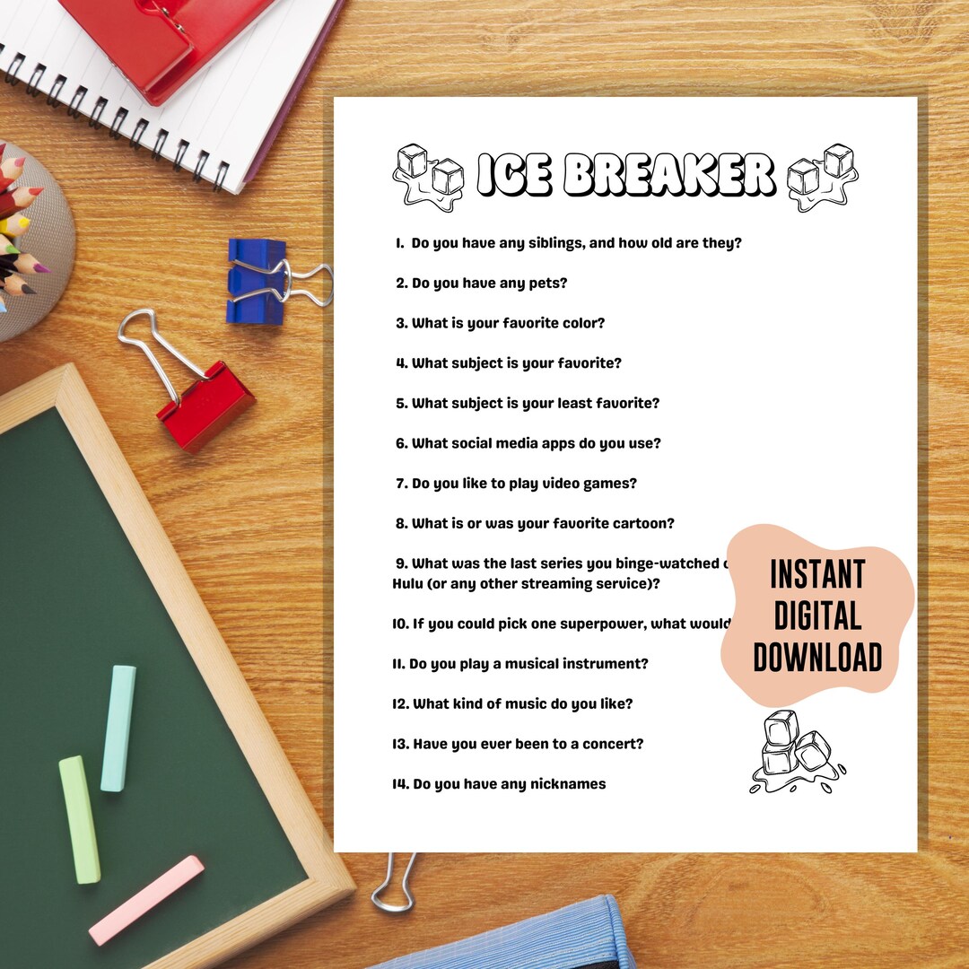 Class Ice Breaker Questions, Teen Team Building Game, First Day of ...