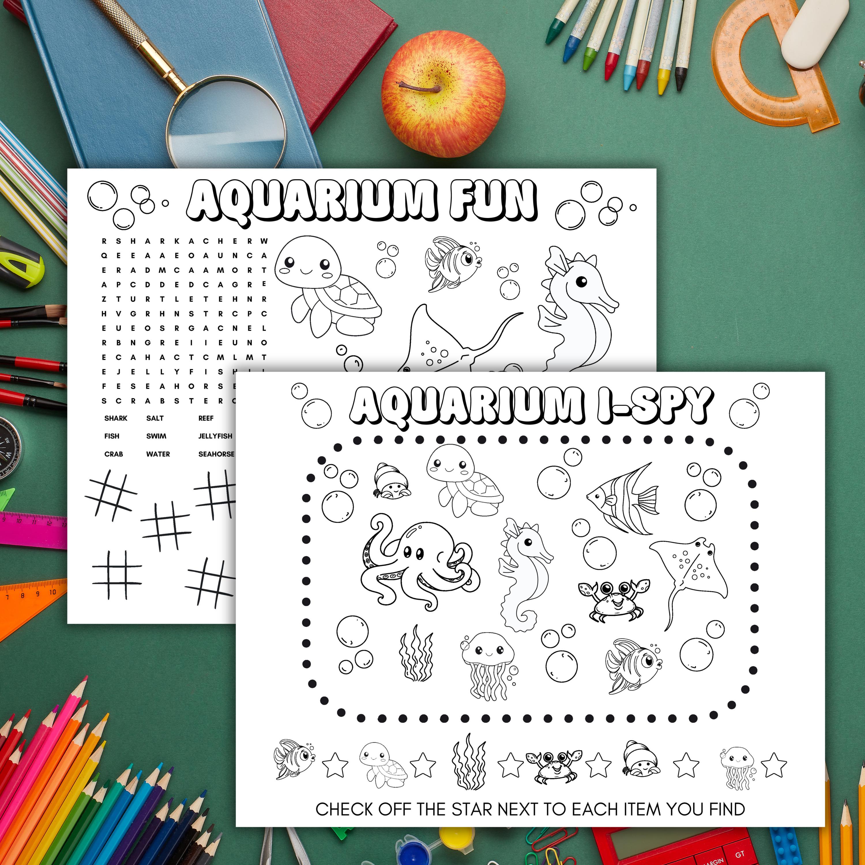 Aquarium Kids Coloring Page, Birthday Party Shark Activity Sheet, Class ...
