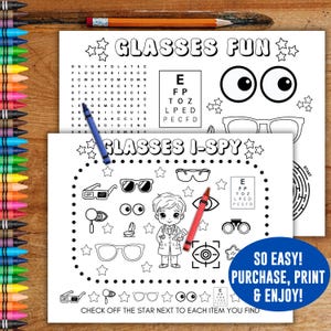 Eyeglasses Activity Sheet, Optometrist Office Digital Game, Eye Doctors ...