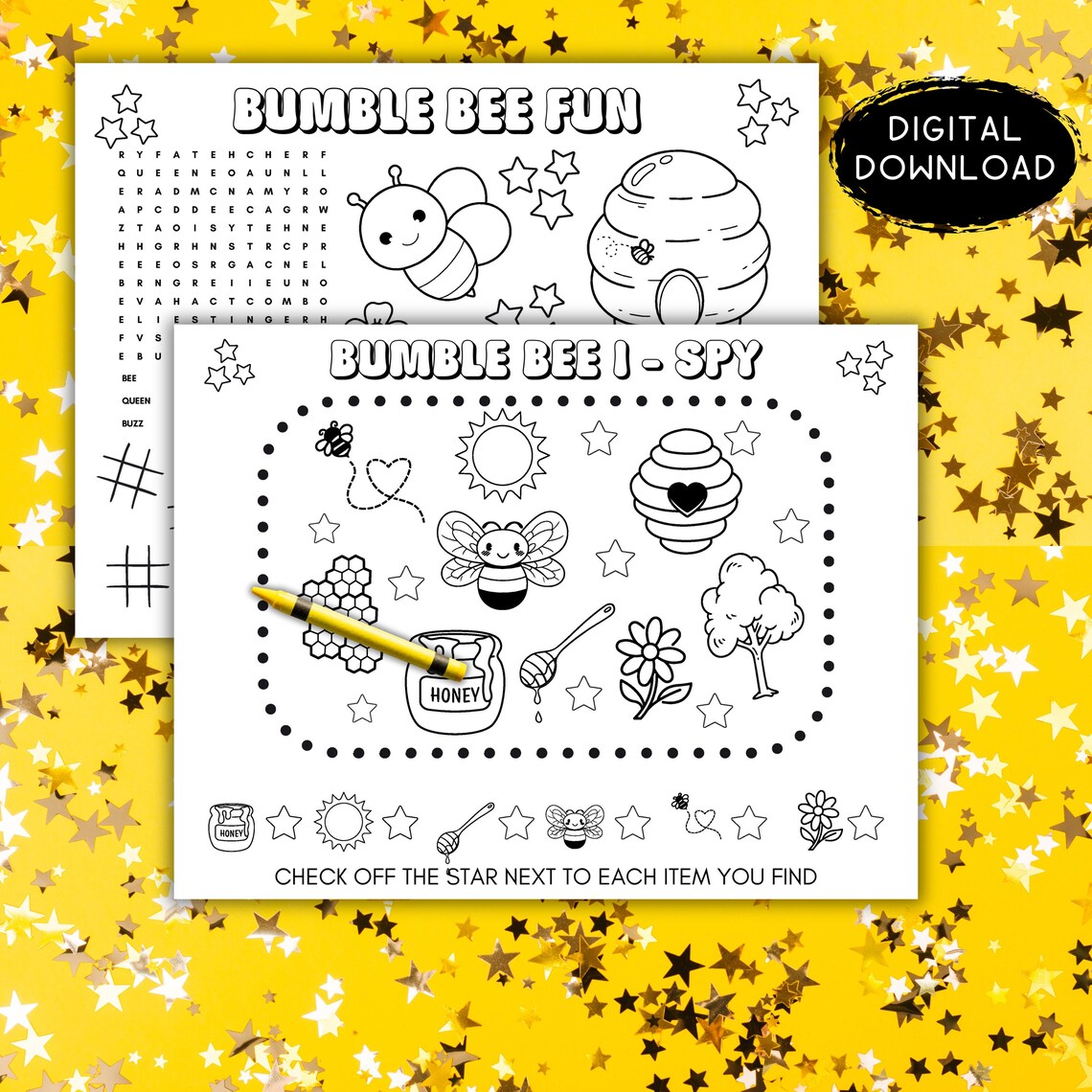 Bumble Bee Coloring Sheet, Birthday Party Activity Favor, Kids ...